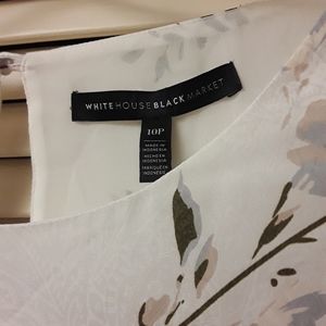 White House Black Market | Tops | Whbm White Floral Silky Ruffle Button ...